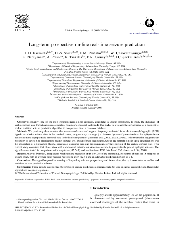 Pdf Automated Seizure Prediction Algorithm And Its Statistical