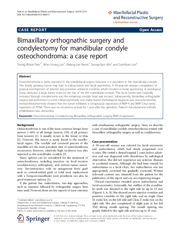 (PDF) Bimaxillary orthognathic surgery and condylectomy for mandibular ...