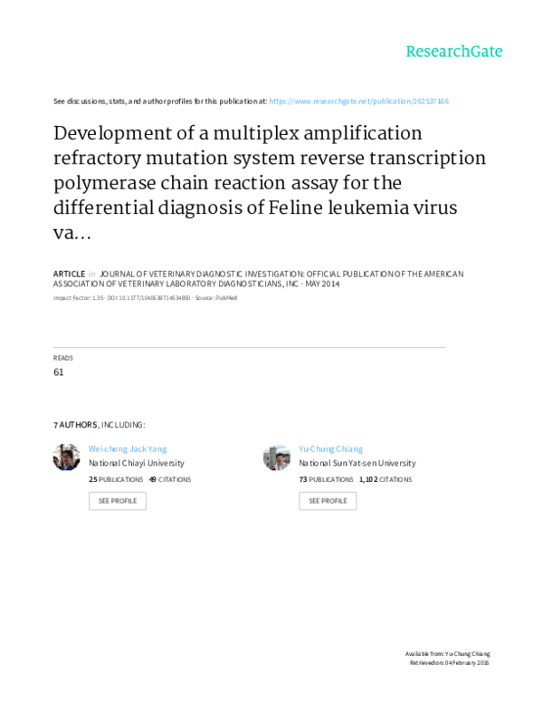 (PDF) Development of a multiplex amplification refractory mutation system reverse transcription ...