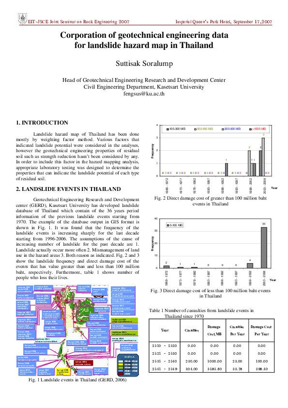 (PDF) Corporation of geotechnical engineering data for landslide hazard ...