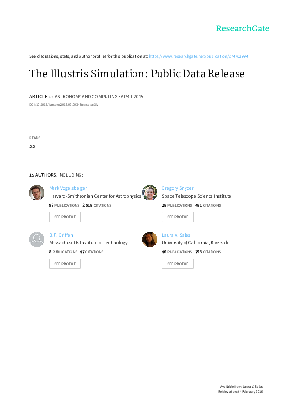 (PDF) The Illustris Simulation: Public Data Release