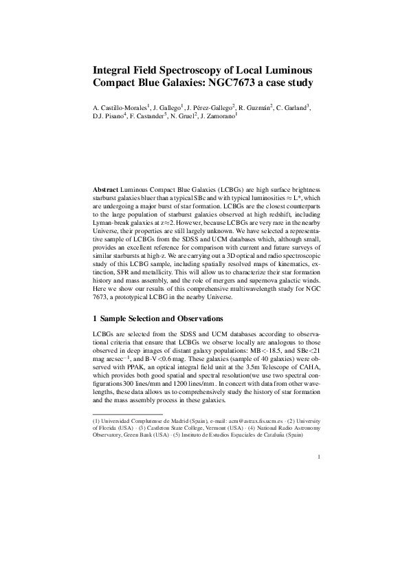 (PDF) Integral Field Spectroscopy of Local Luminous Compact Blue ...