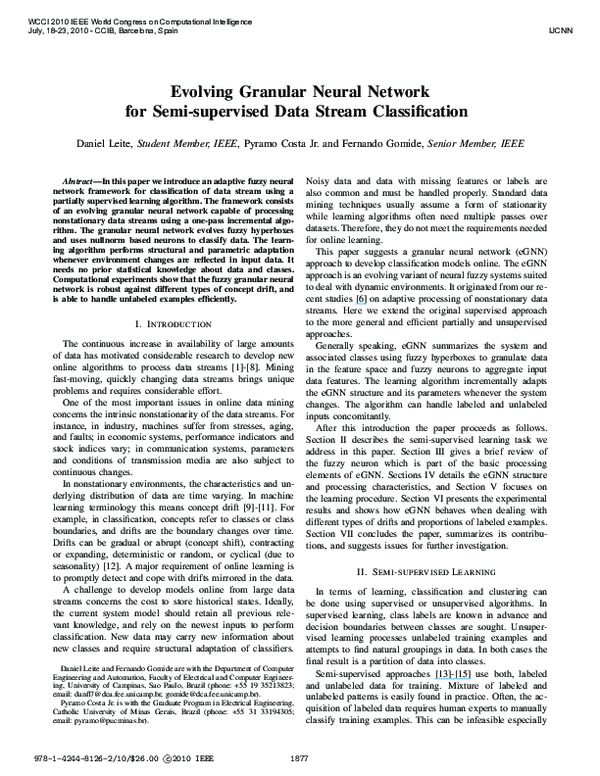 (PDF) Evolving granular neural network for semi-supervised data stream classification