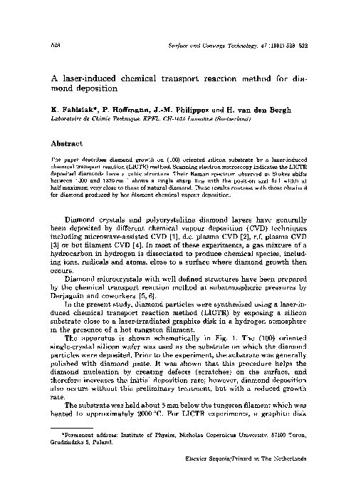 (PDF) A laser-induced chemical transport reaction method for diamond ...