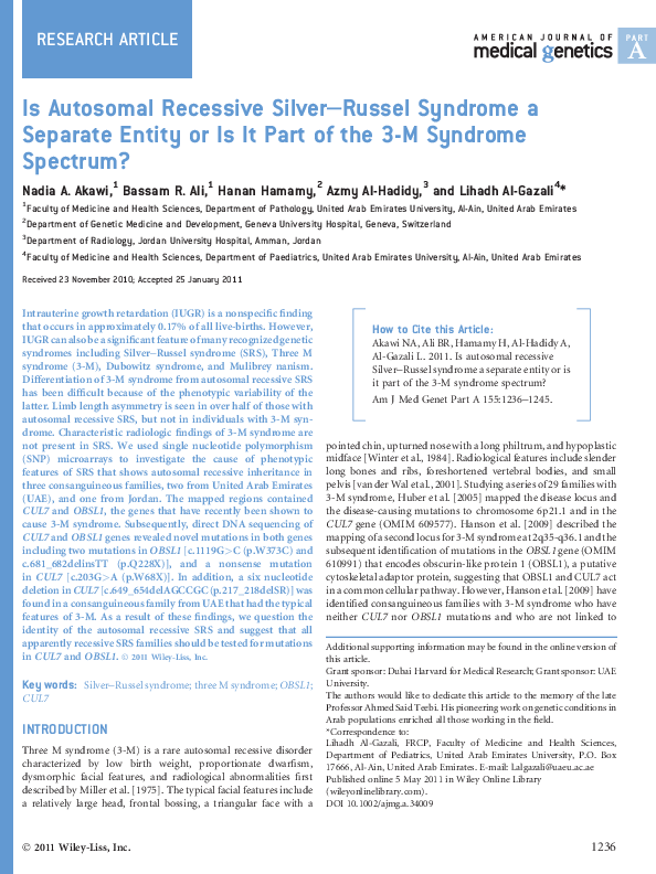 (PDF) Silver-Russell syndrome | Shohela Akhter - Academia.edu