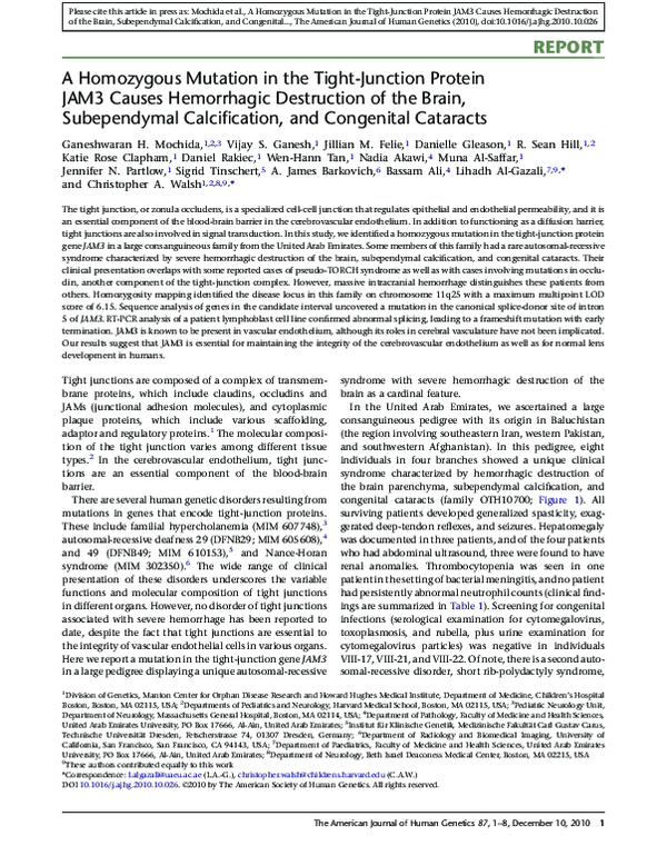 (PDF) A Homozygous Mutation in the Tight-Junction Protein JAM3 Causes ...