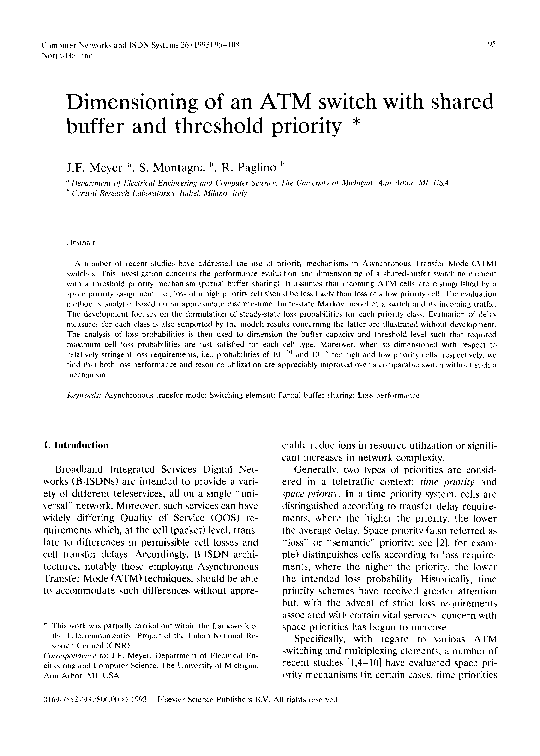 (PDF) Dimensioning of an ATM switch with shared buffer and threshold priority | Roberto Paglino ...