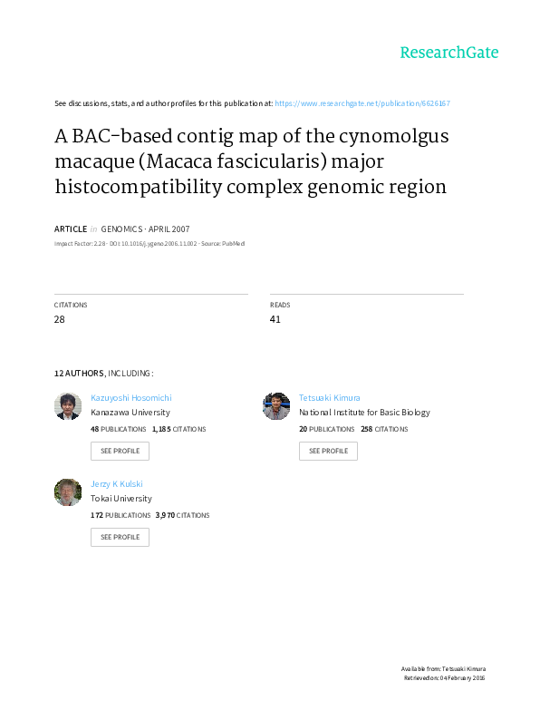 (PDF) A BAC-based contig map of the cynomolgus macaque (Macaca ...
