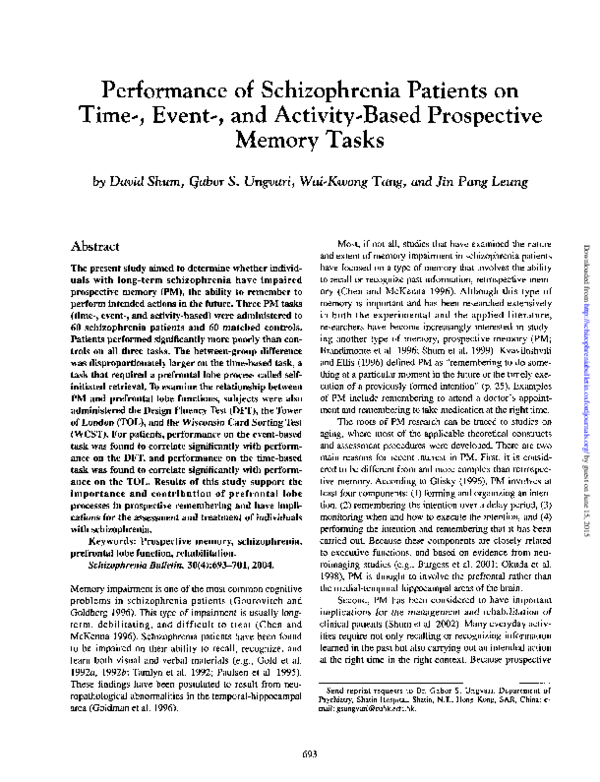 (PDF) Performance of Schizophrenia Patients on Time-, Event-, and Activity-Based Prospective ...