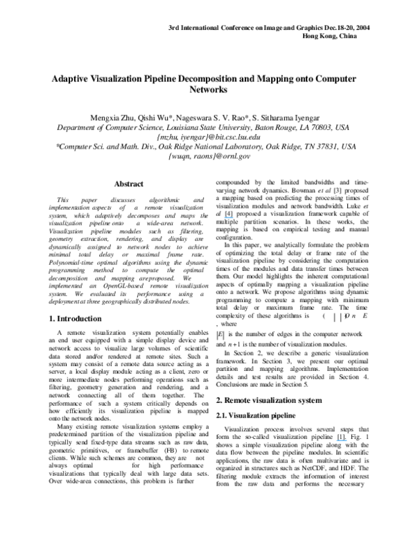 Pdf Adaptive Visualization Pipeline Decomposition And Mapping Onto Computer Networks