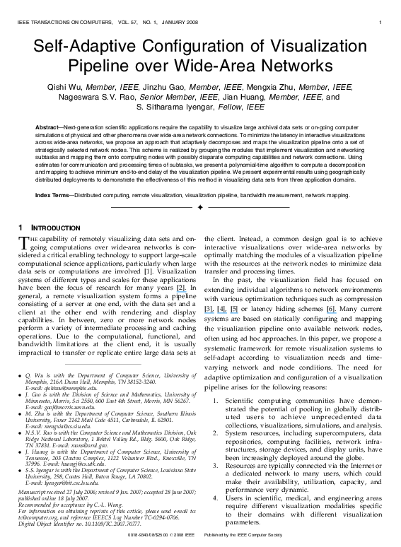 Pdf Self Adaptive Configuration Of Visualization Pipeline Over Wide Area Networks