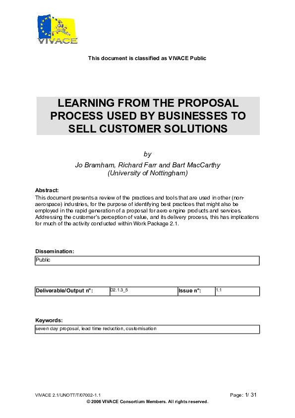 (PDF) Learning from the Proposal Process used by Businesses to Sell ...