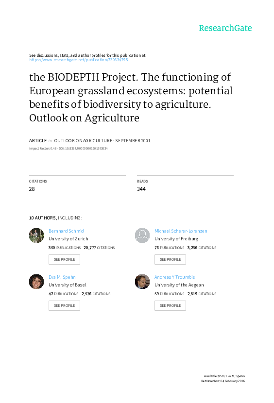 (PDF) The functioning of European grassland ecosystems: potential ...