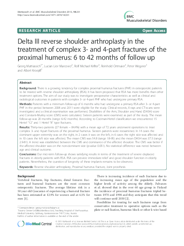 (PDF) The use of the Lima reverse shoulder arthroplasty for the ...