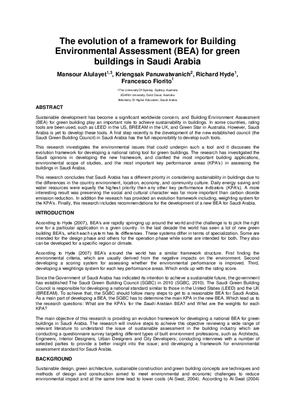 (PDF) The evolution of a framework for Building Environmental ...