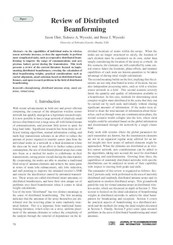 (PDF) Review of Distributed Beamforming