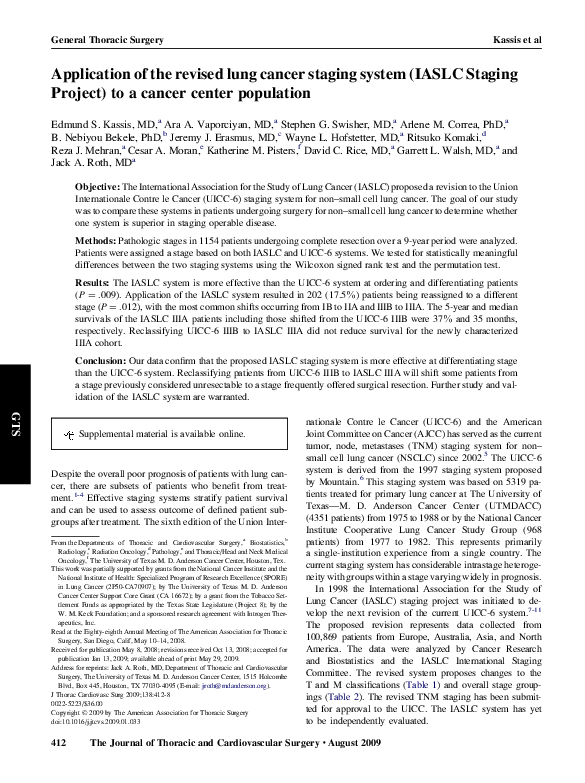 (PDF) Application of the revised lung cancer staging system (IASLC ...