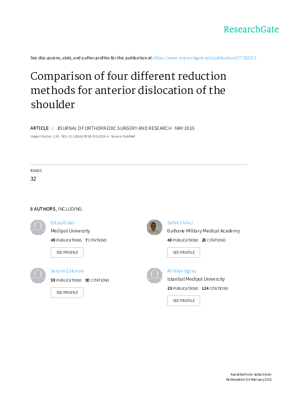 (PDF) Comparison of four different reduction methods for anterior ...