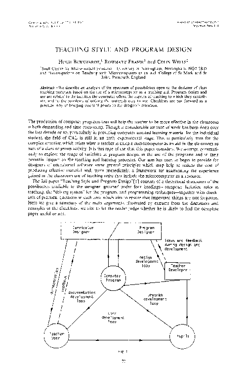 (PDF) Teaching style and program design | Hugh Burkhardt - Academia.edu