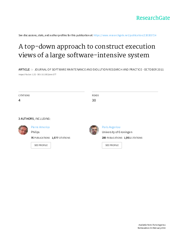 (PDF) A top-down approach to construct execution views of a large software-intensive system