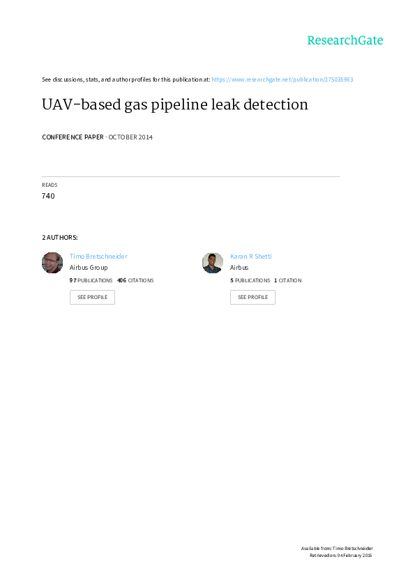 (PDF) UAV-based gas pipeline leak detection