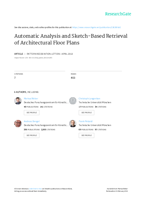 (PDF) Automatic analysis and sketch-based retrieval of architectural floor plans