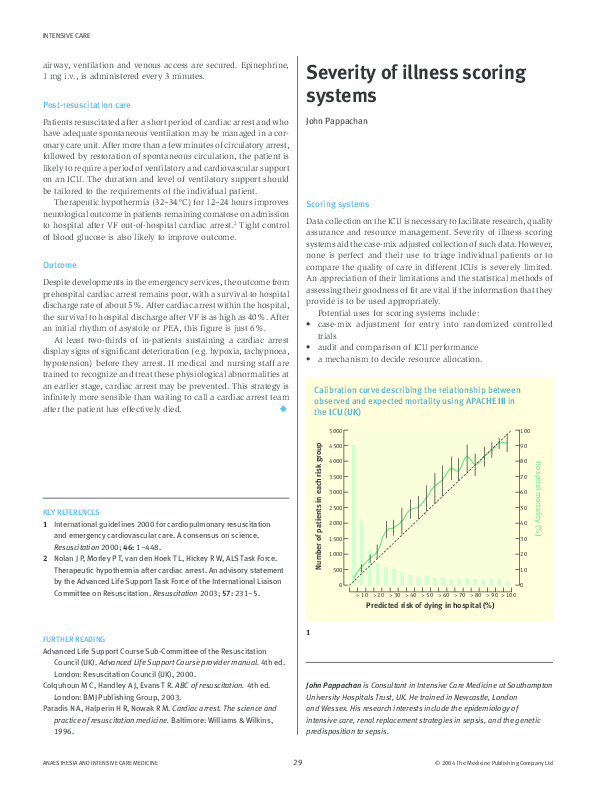 (PDF) Severity of illness scoring systems