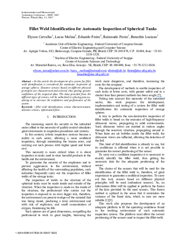 (PDF) Fillet Weld Identification for Automatic Inspection of Spherical ...