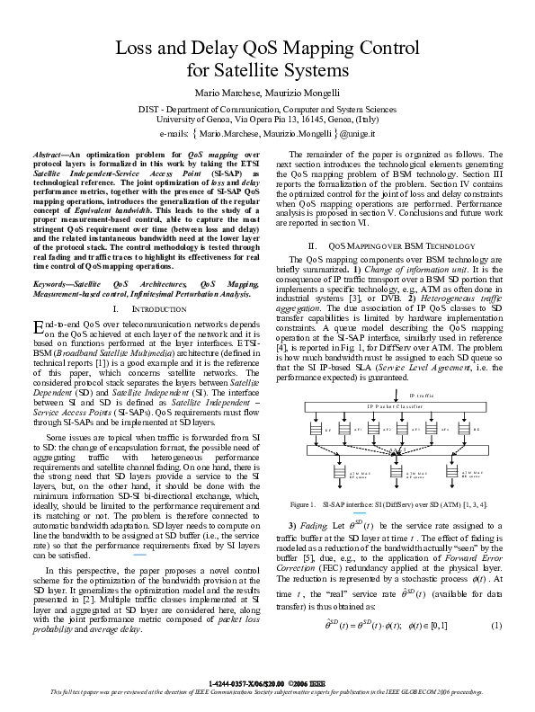 (PDF) SAT03-1: Loss and Delay QoS Mapping Control for Satellite Systems