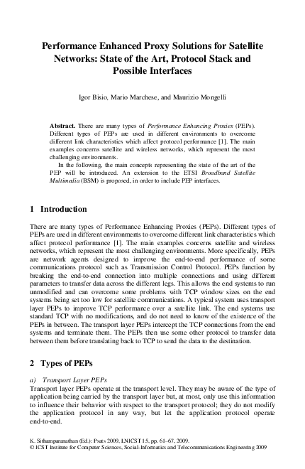 (PDF) Performance Enhanced Proxy Solutions for Satellite Networks ...