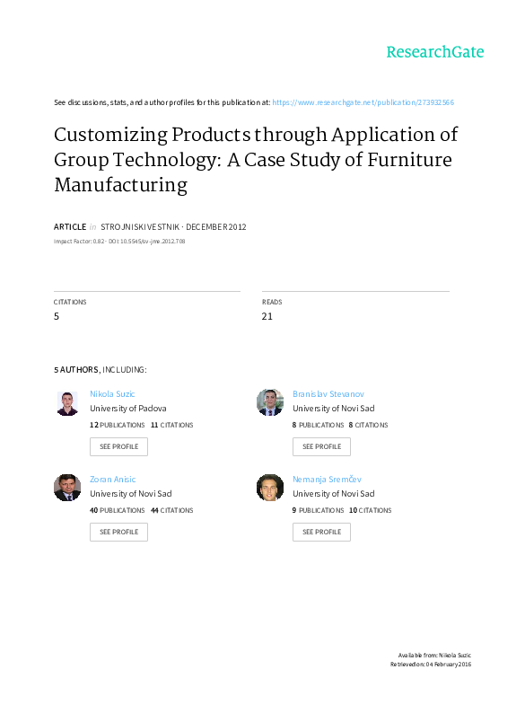 (PDF) Customizing Products through Application of Group Technology: A ...