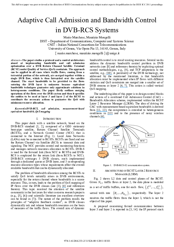 (PDF) Adaptive call admission and bandwidth control in DVB-RCS systems