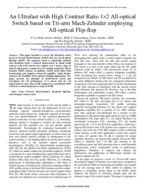 (PDF) An Ultrafast with High Contrast Ratio 1×2 All-optical Switch based on Tri-arm Mach-Zehnder ...