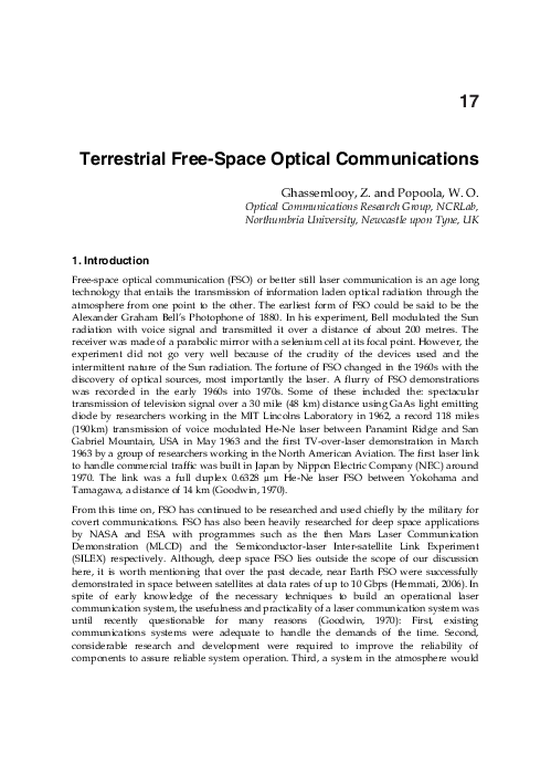(PDF) Terrestrial Free-Space Optical Communications