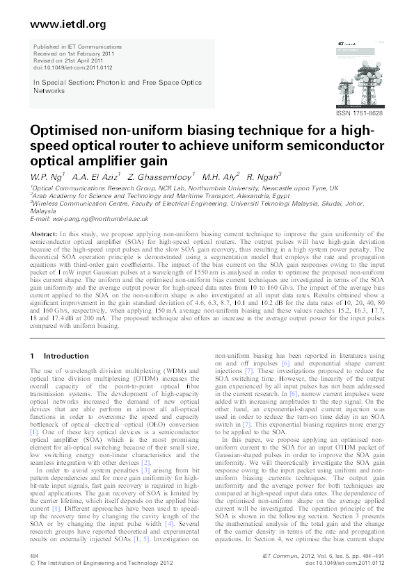 (PDF) Optimized Biasing for SOA Gain Uniformity