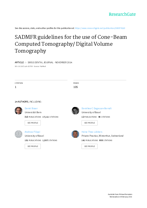 (PDF) SADMFR Guidelines for the Use of Cone-Beam Computed Tomography ...