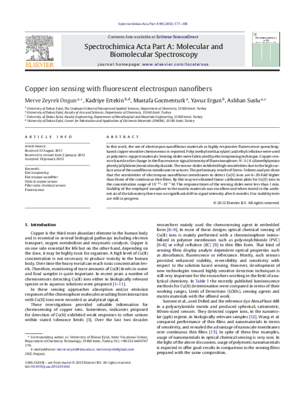 (PDF) Copper ion sensing with fluorescent electrospun nanofibers