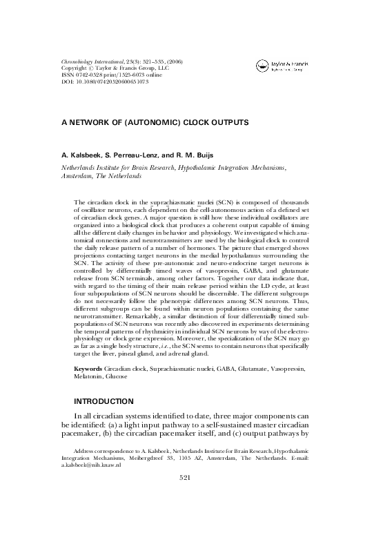 (PDF) A Network of (Autonomic) Clock Outputs