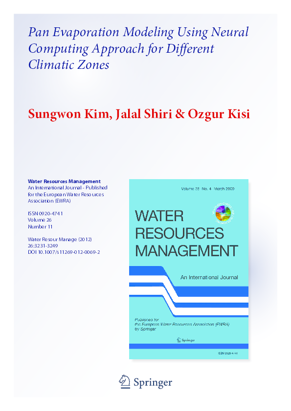 Pdf Pan Evaporation Modeling Using Neural Computing Approach For