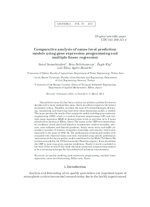 Pdf Comparative Analysis Of Ozone Level Prediction Models Using Gene Expression Programming