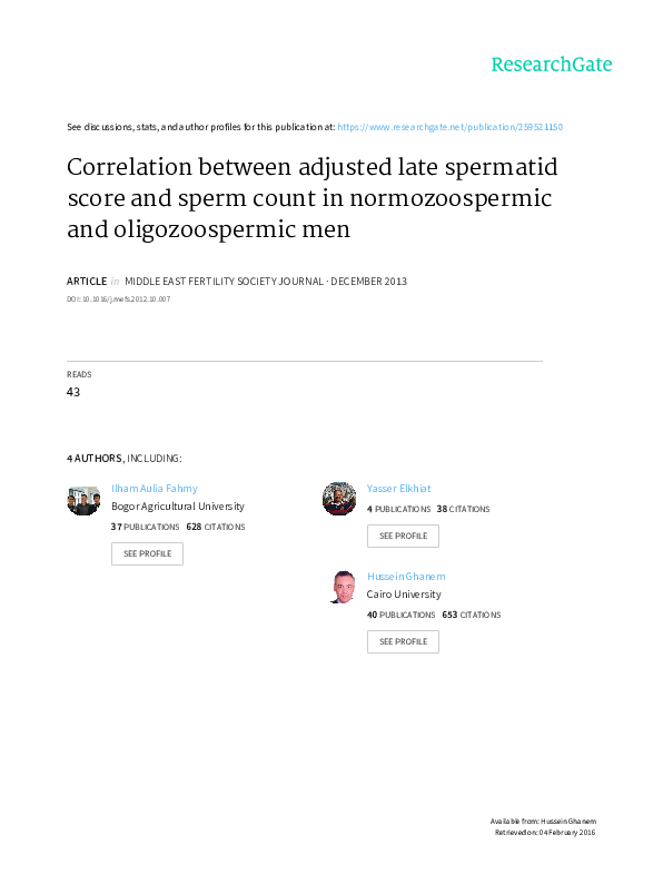 (PDF) Correlation between adjusted late spermatid score and sperm count ...