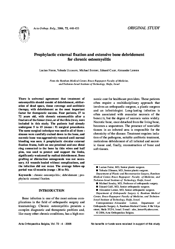 (PDF) Prophylactic external fixation and extensive bone debridement for ...