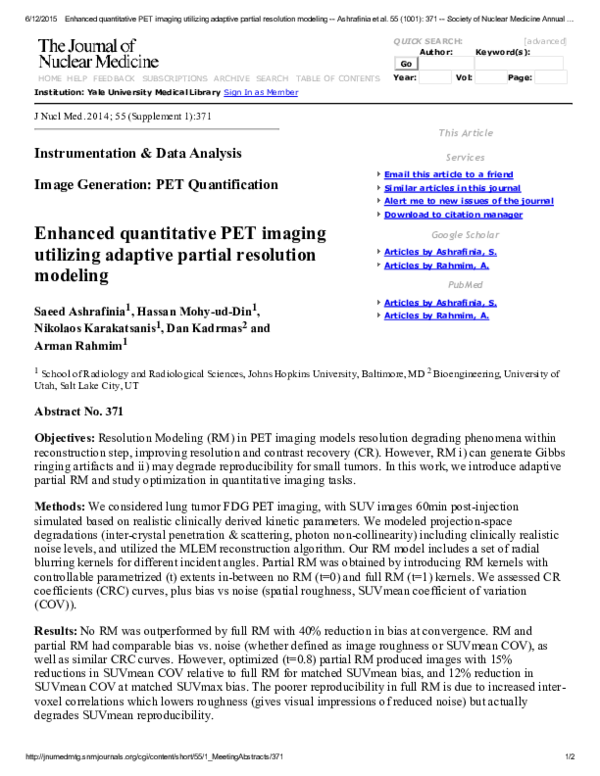 (PDF) Enhanced quantitative PET imaging utilizing adaptive partial ...