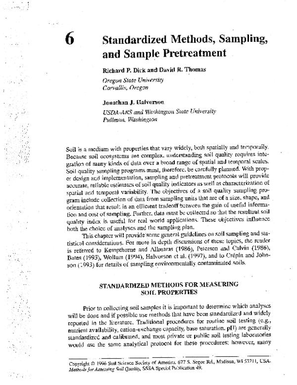 (PDF) Standardized Methods, Sampling, and Sample Pretreatment