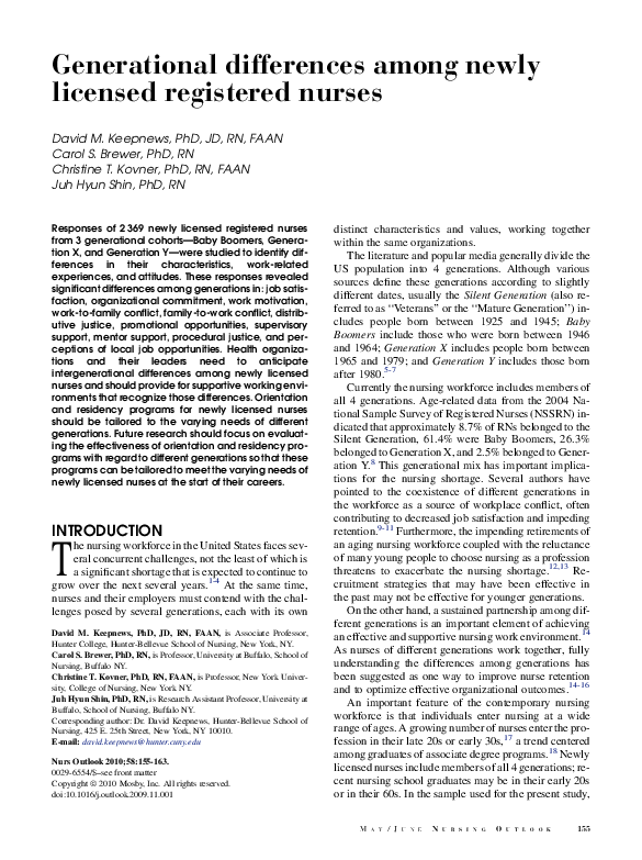 (PDF) Generational differences among newly licensed registered nurses