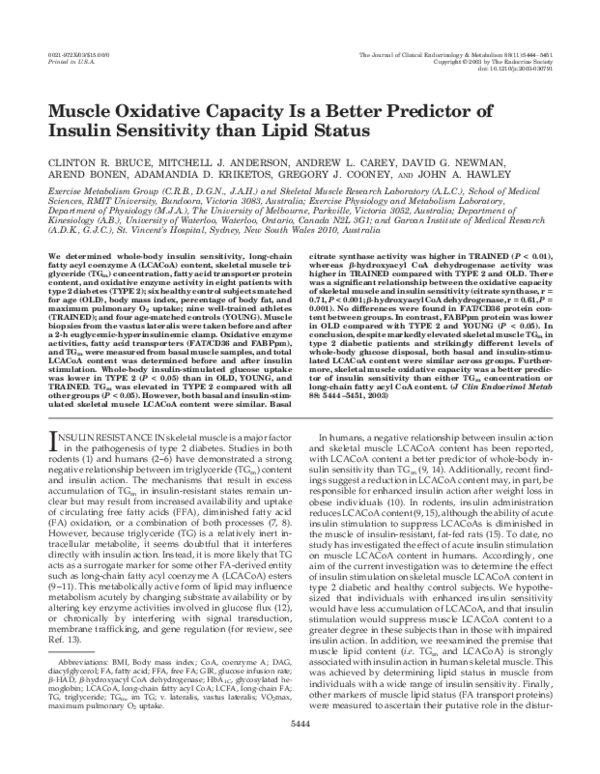 (PDF) Muscle Oxidative Capacity Is a Better Predictor of Insulin ...