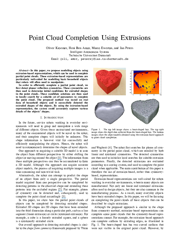 (PDF) Point cloud completion using extrusions