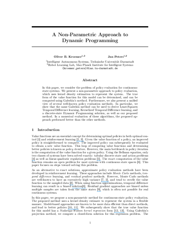 (PDF) A Non-Parametric Approach to Dynamic Programming