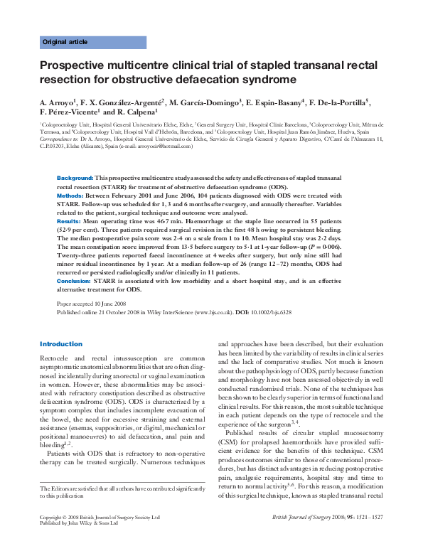 (PDF) Stapled Transanal Rectal Resection for Outlet Obstruction ...