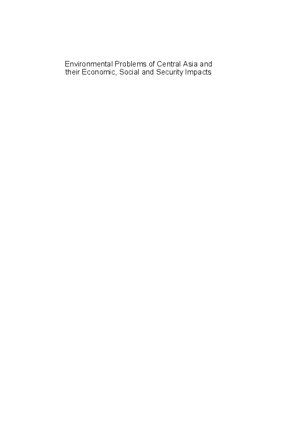 (PDF) Environmental Problems of Central Asia and their Economic, Social ...